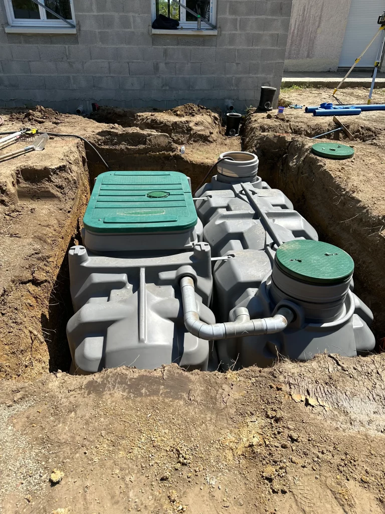 Nos réalisations : Pose d'une solution d’assainissement non collectif et récupération d’eau ...